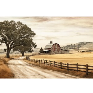 Bidtheewell Landscape Barn Digital Print Neutral Wall Decor Printable ...