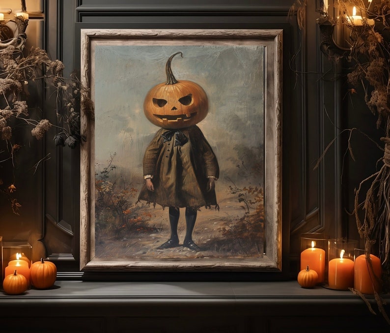 THE ORIGINAL Girl With Pumpkin Head Bidtheewell Digital Print Halloween ...