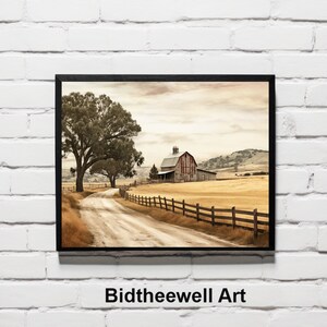 Bidtheewell Landscape Barn Digital Print Neutral Wall Decor Printable ...