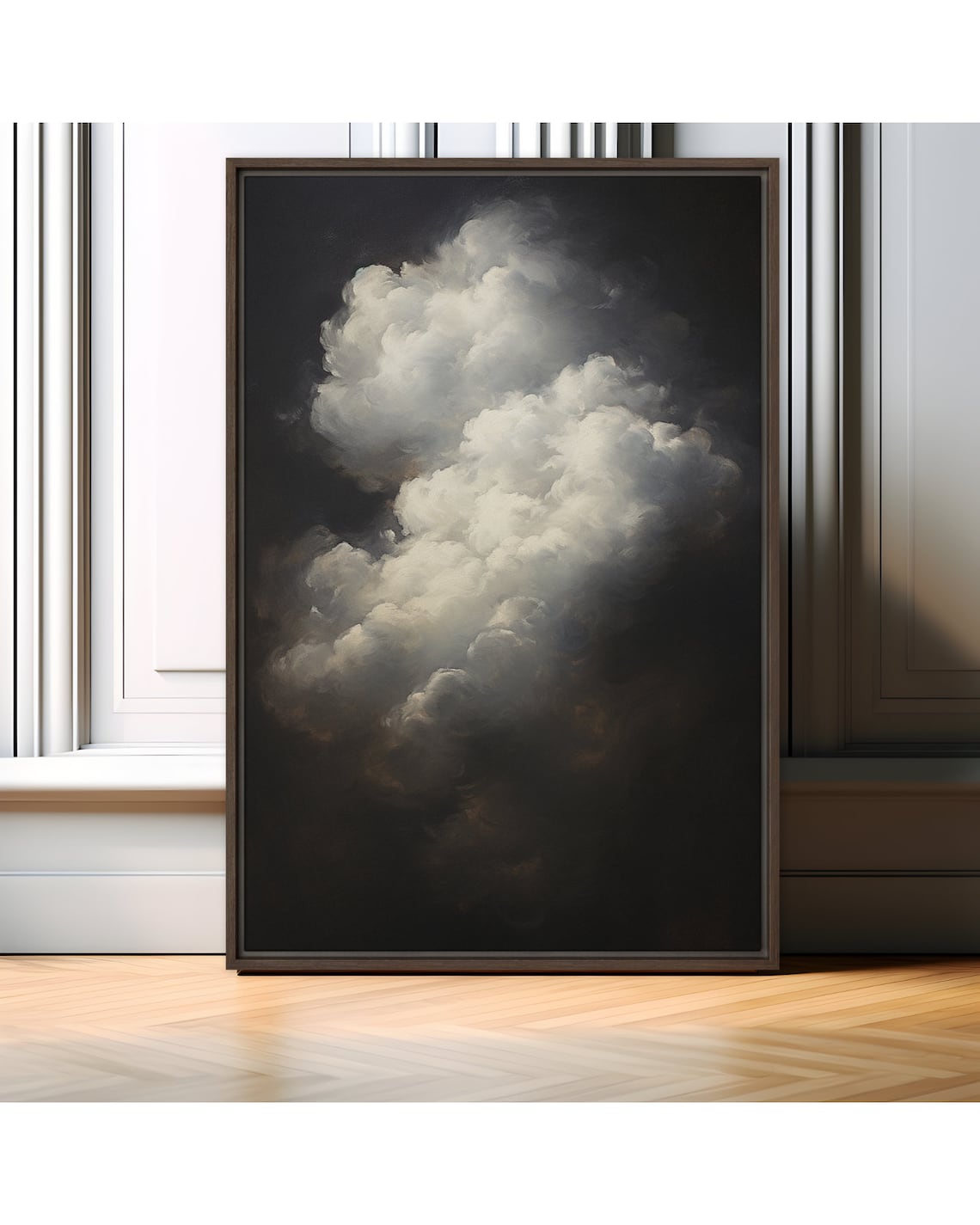 Bidtheewell Lonely Cloud 2 Framed Print on Canvas Moody Cloud Framed Large Gallery Art Minimal ...