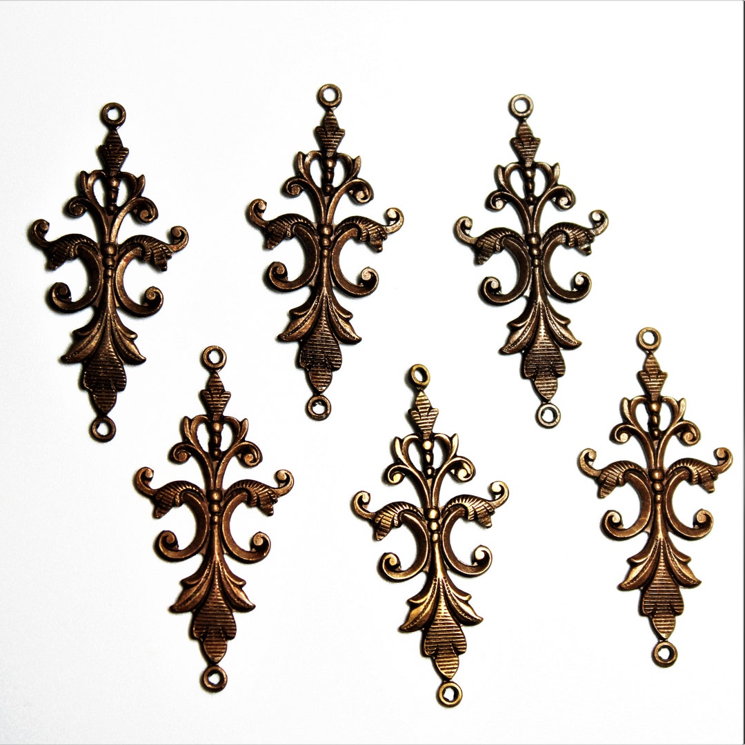 6 Pcs Vintage Brass Victorian Style 40x17mm Etsy