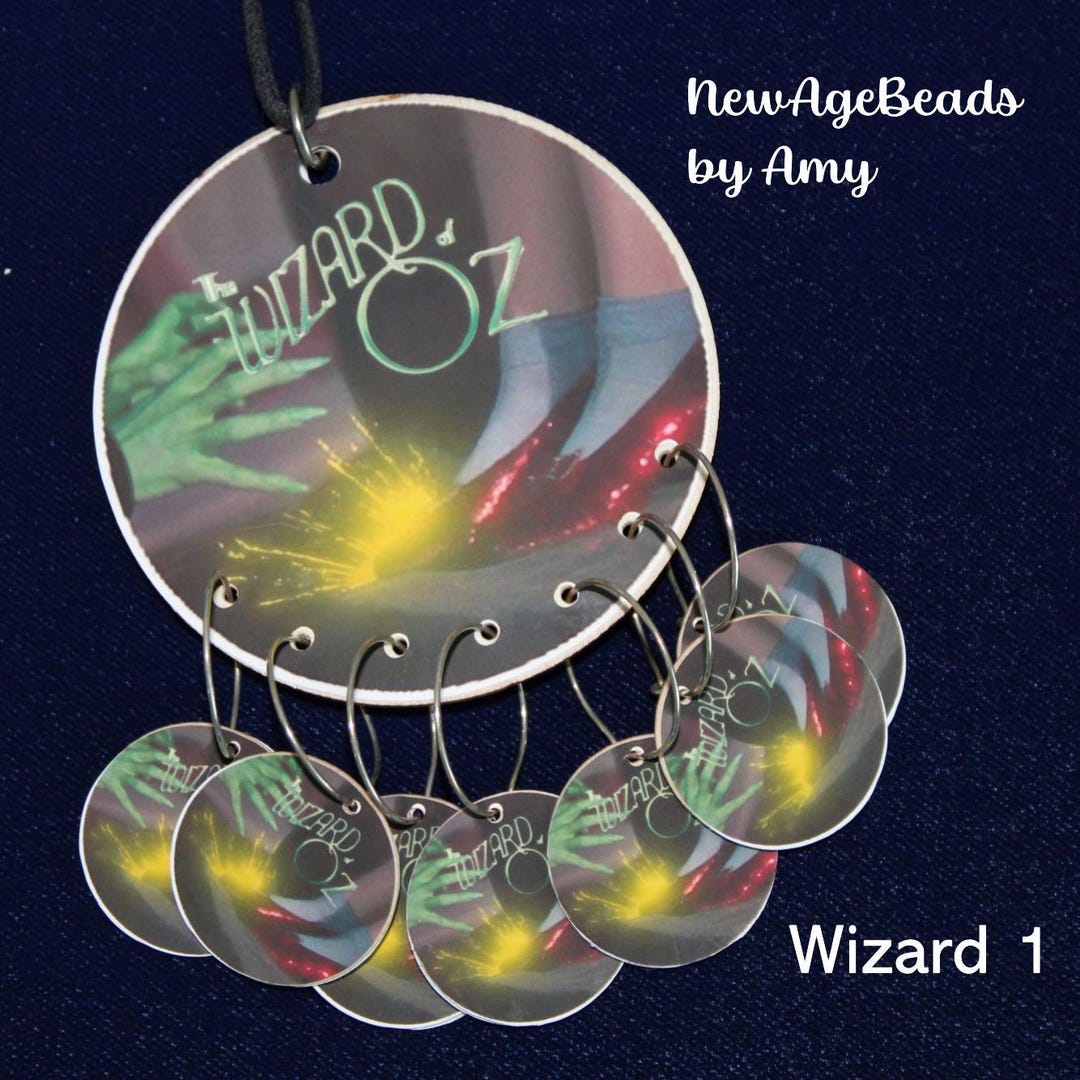 Double Sided WIZARD #1 Wine Glass Natural Wood Veneer Charm Markers ...