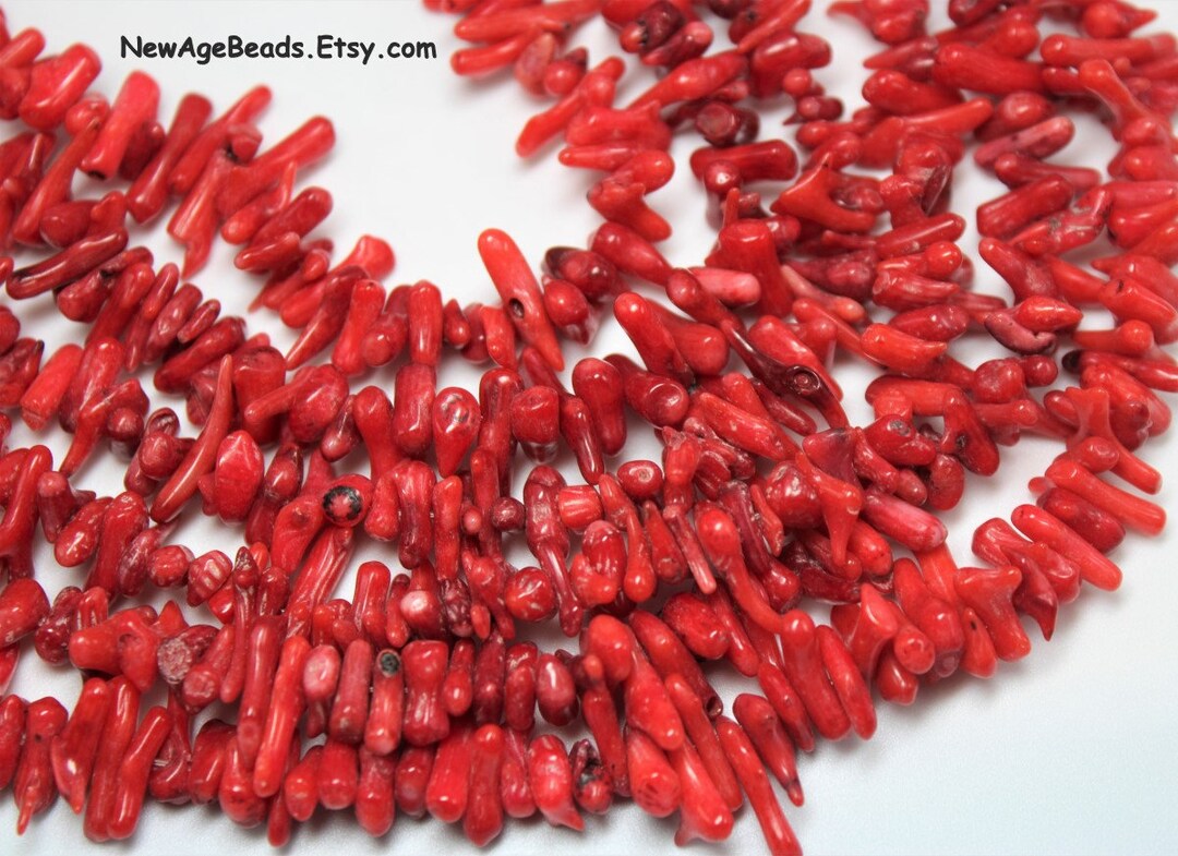 Red Bamboo Coral 6-15mm Chip/stick Beads 16 Inch Strand - Etsy
