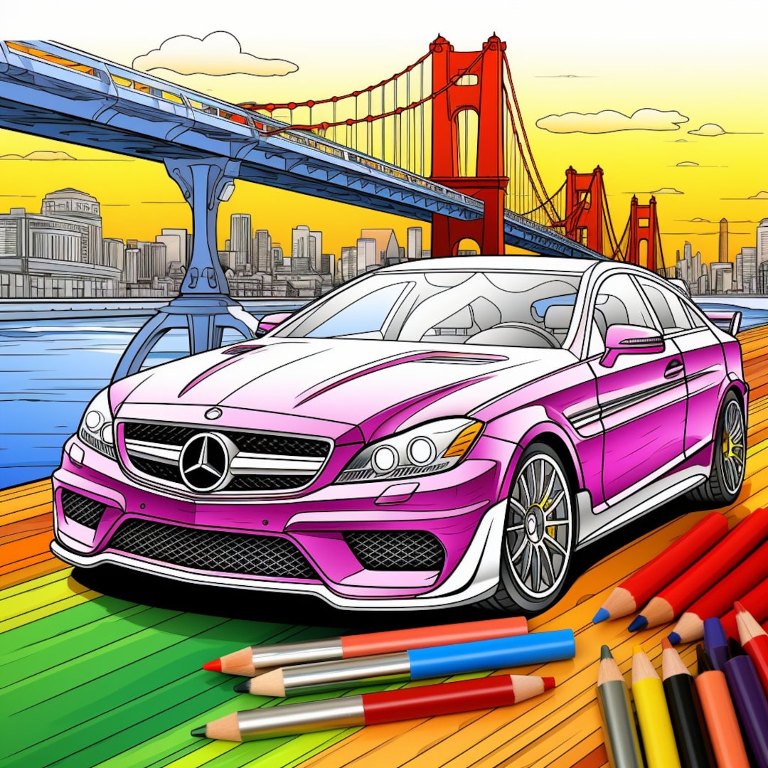 Digital Coloring Book – Mercedes Car | Printable Car Coloring 63 Pages ...