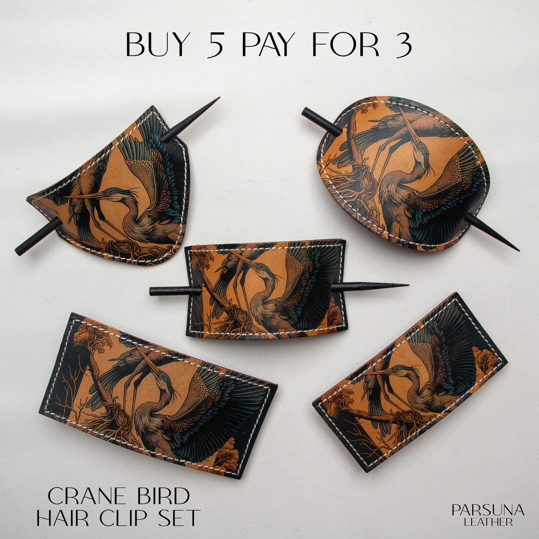 Handmade Leather Hair Claw: Crane Bird Design - Etsy