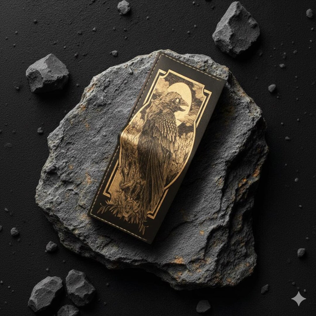 The Mystic Raven Gold Leaf Wallet | Gothic Crow Art Leather Bifold ...