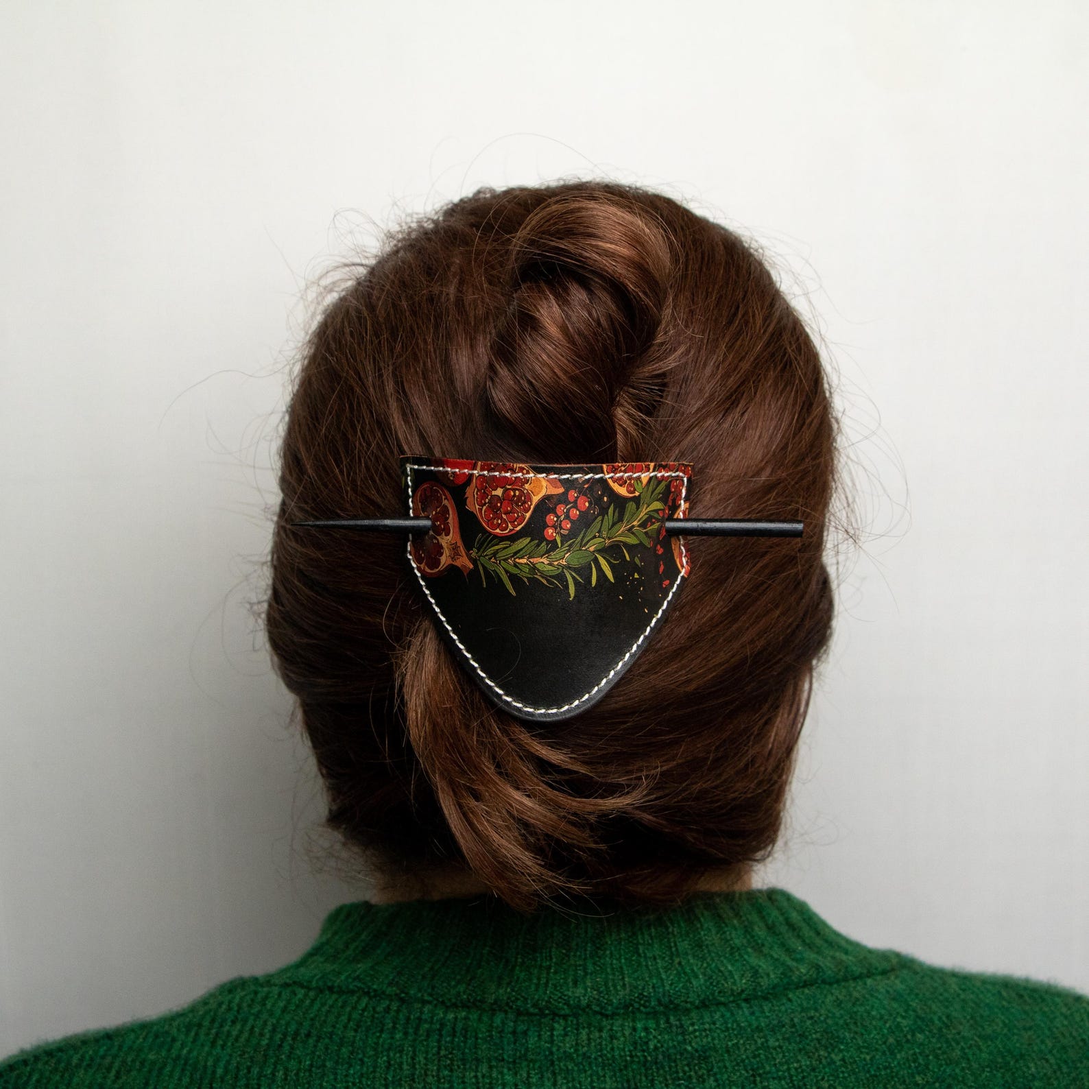 Handmade Leather Hair Clip Set: Pomegranate Design - Etsy
