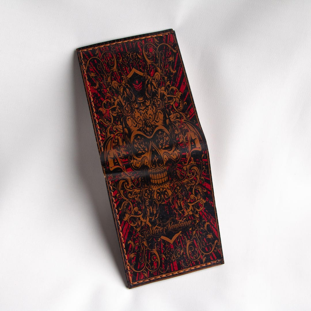 Handmade Leather Wallet: Eternal Elegance Skull Design - Etsy