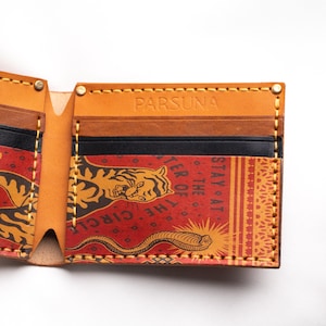 Handmade Leather Wallet: Tiger Design, Unique Travel Accessory - Etsy
