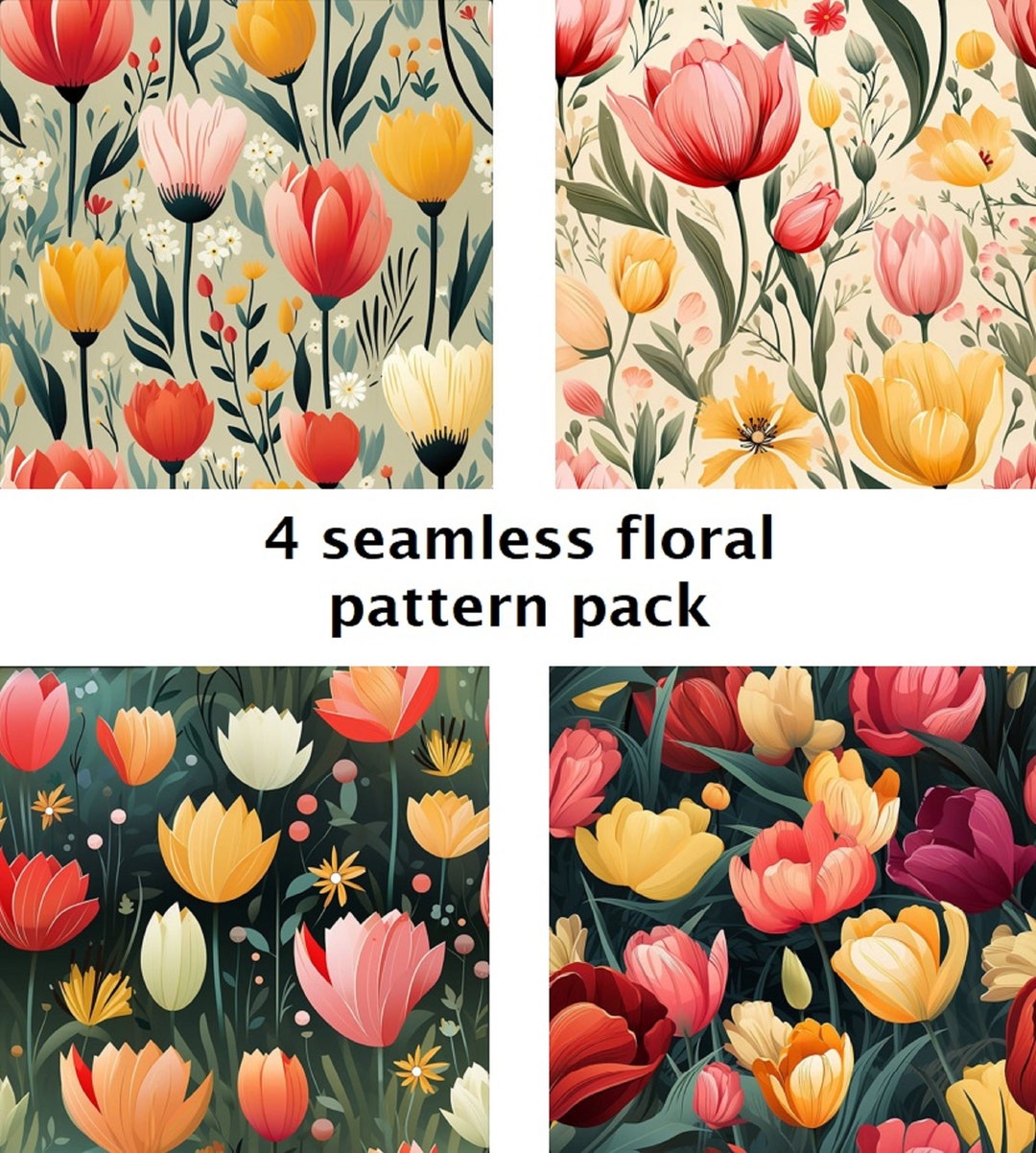 Flowers Digital Paper, Flowers Seamless Pattern, Floral Prints, Flowers ...