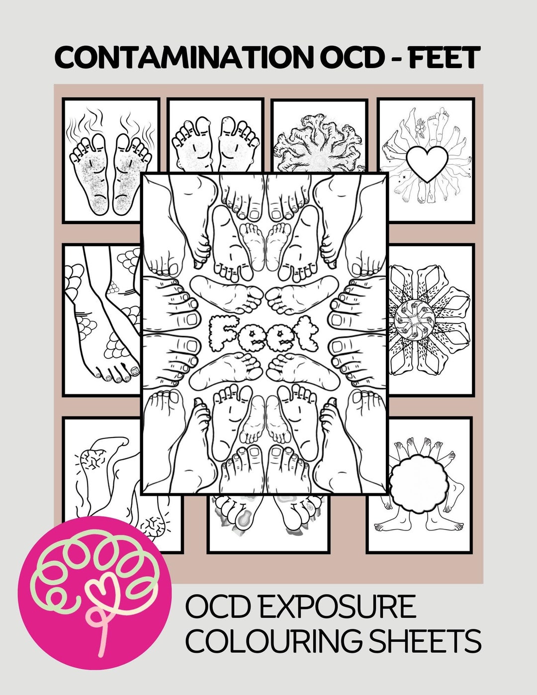 Feet - Contamination OCD Colouring Pages - PDF & PNG - Etsy