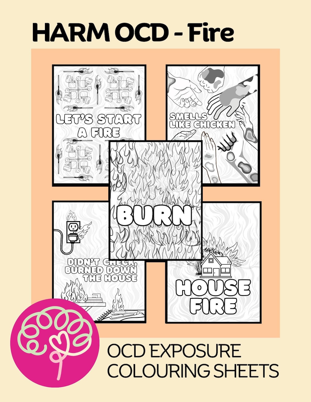 Fire - Harm OCD Colouring - PDF & PNG - Etsy