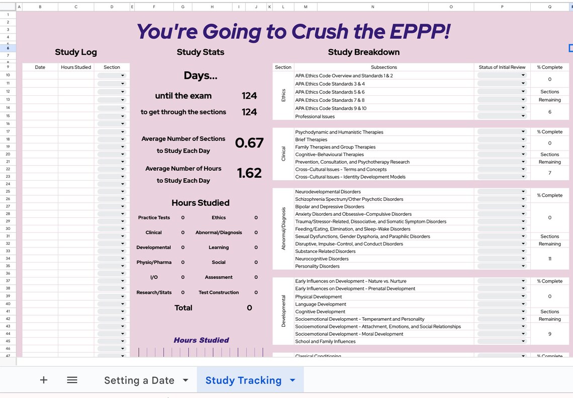 EPPP Study Tracker - Etsy