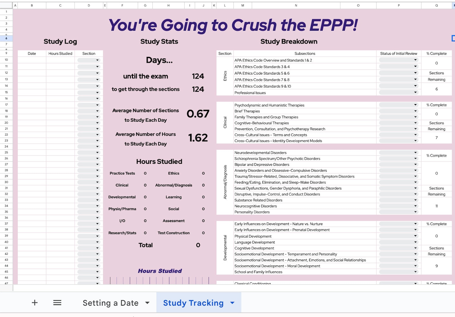 EPPP Study Tracker - Etsy