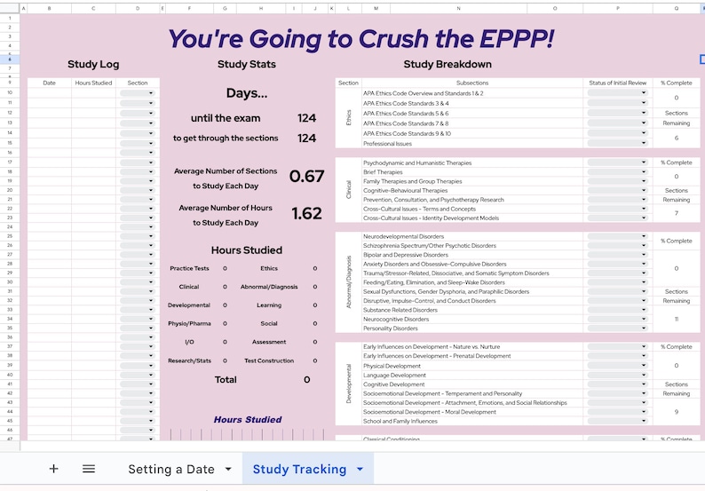 EPPP Study Tracker - Etsy