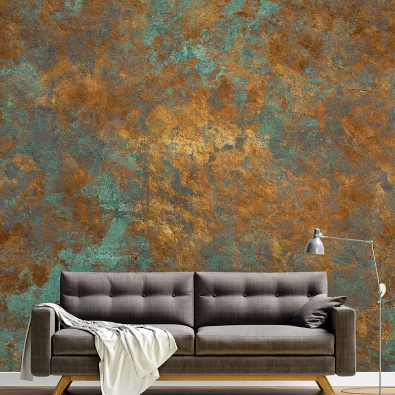 Wallpaper Green Rusty - Etsy