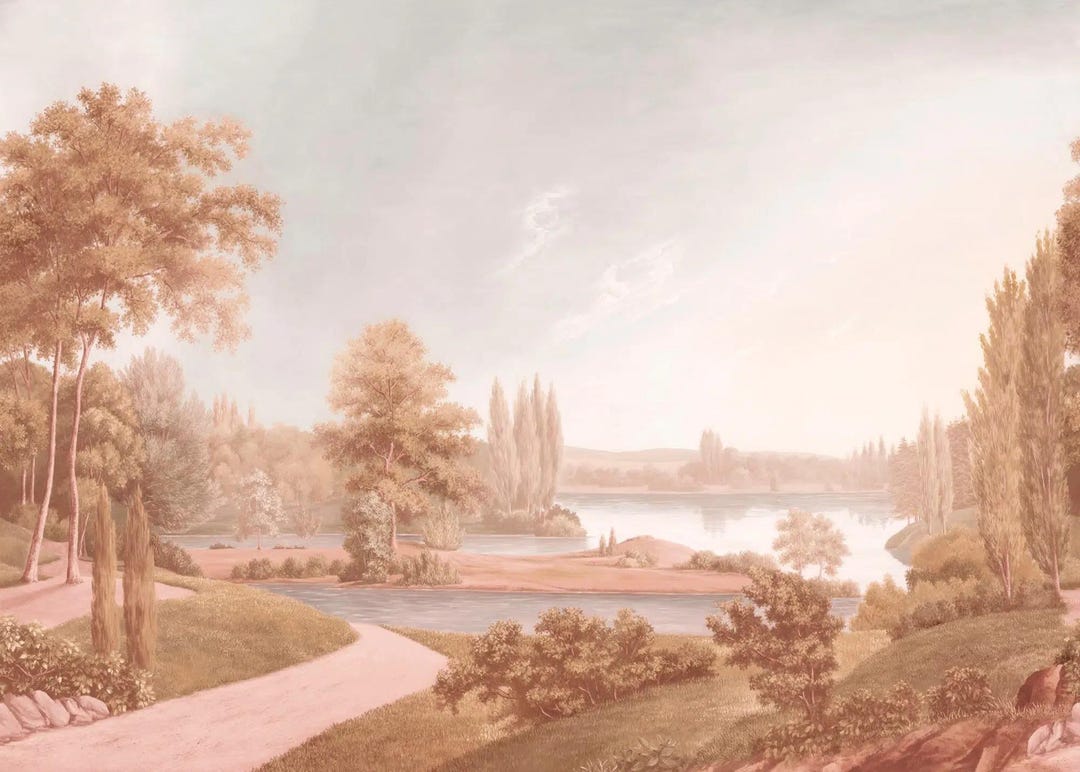 Lakeside Forest Walkway Wallpaper: Lake Scenery Wall Poster - Etsy
