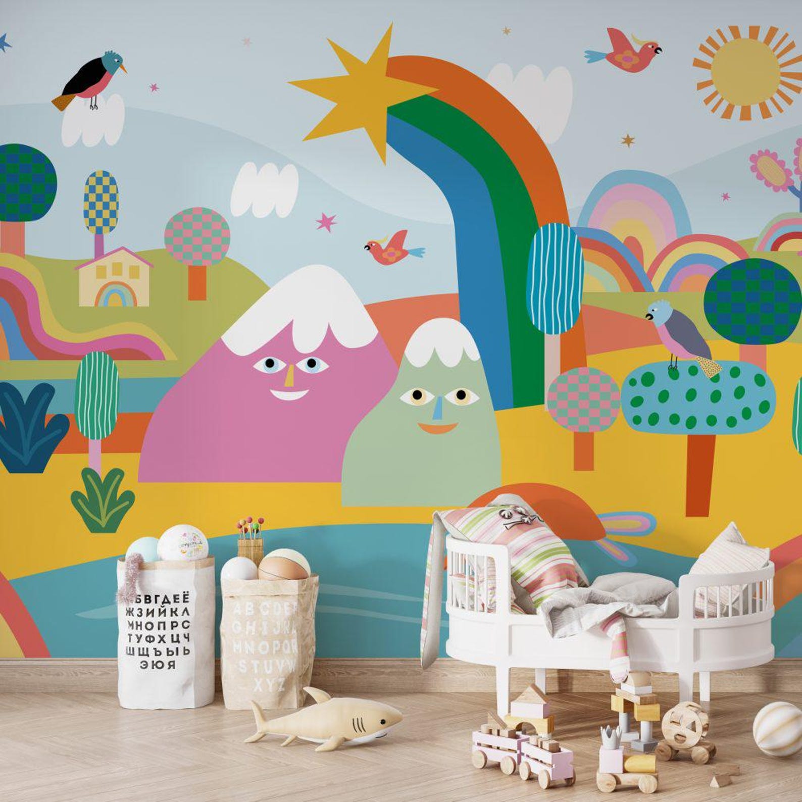 Colorful Fairy Tale World Wallpaper: Playroom Wall Mural - Etsy