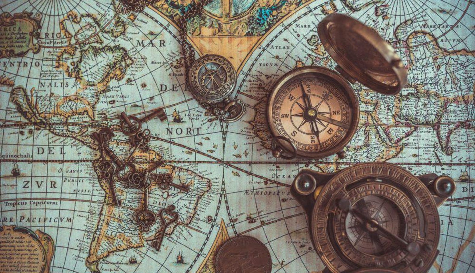 Antique Map and Compass 3D Wallpaper Mural - Etsy