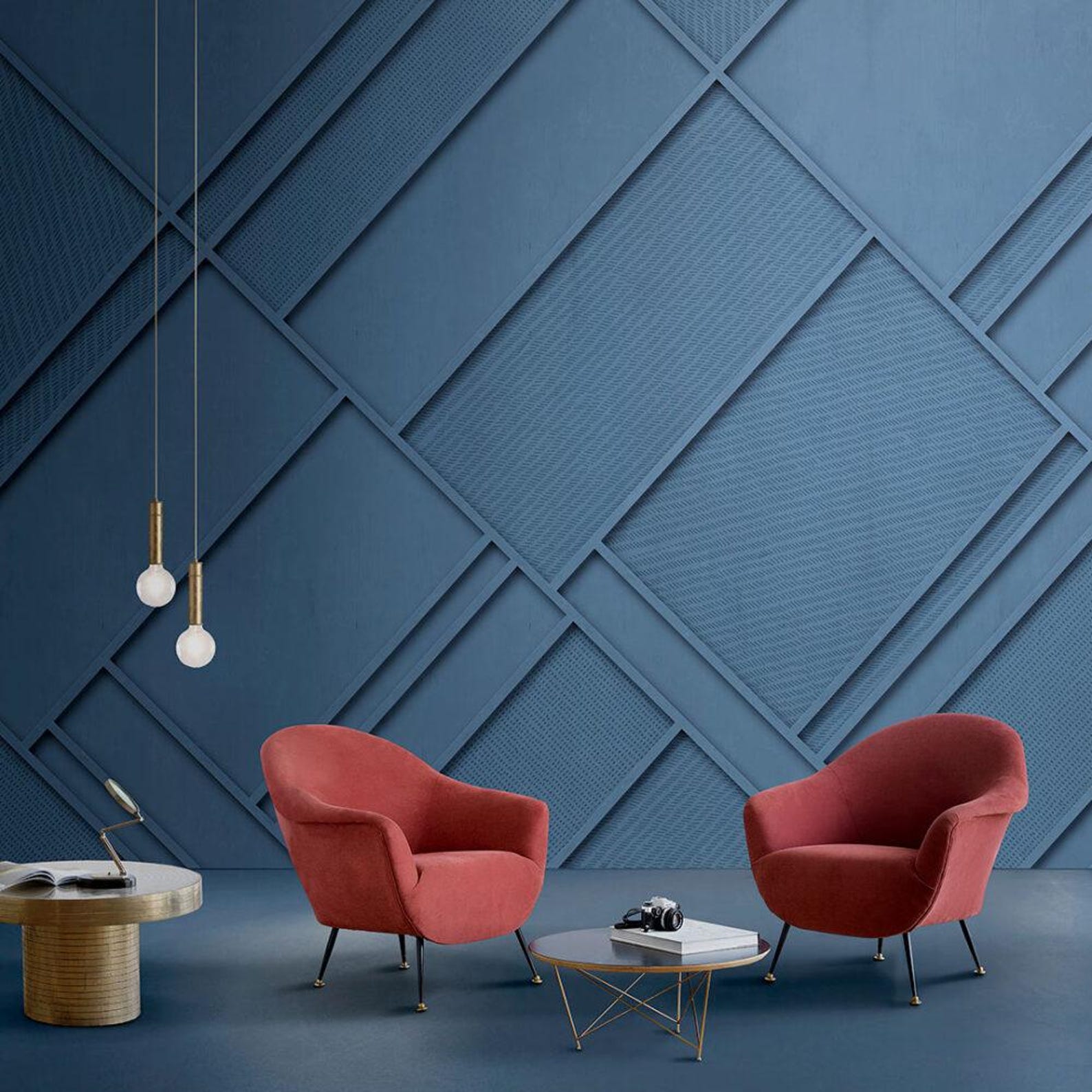3D Wallpaper With Croos Slat Pattern-self Slat Pattern Wall Mural-3d ...