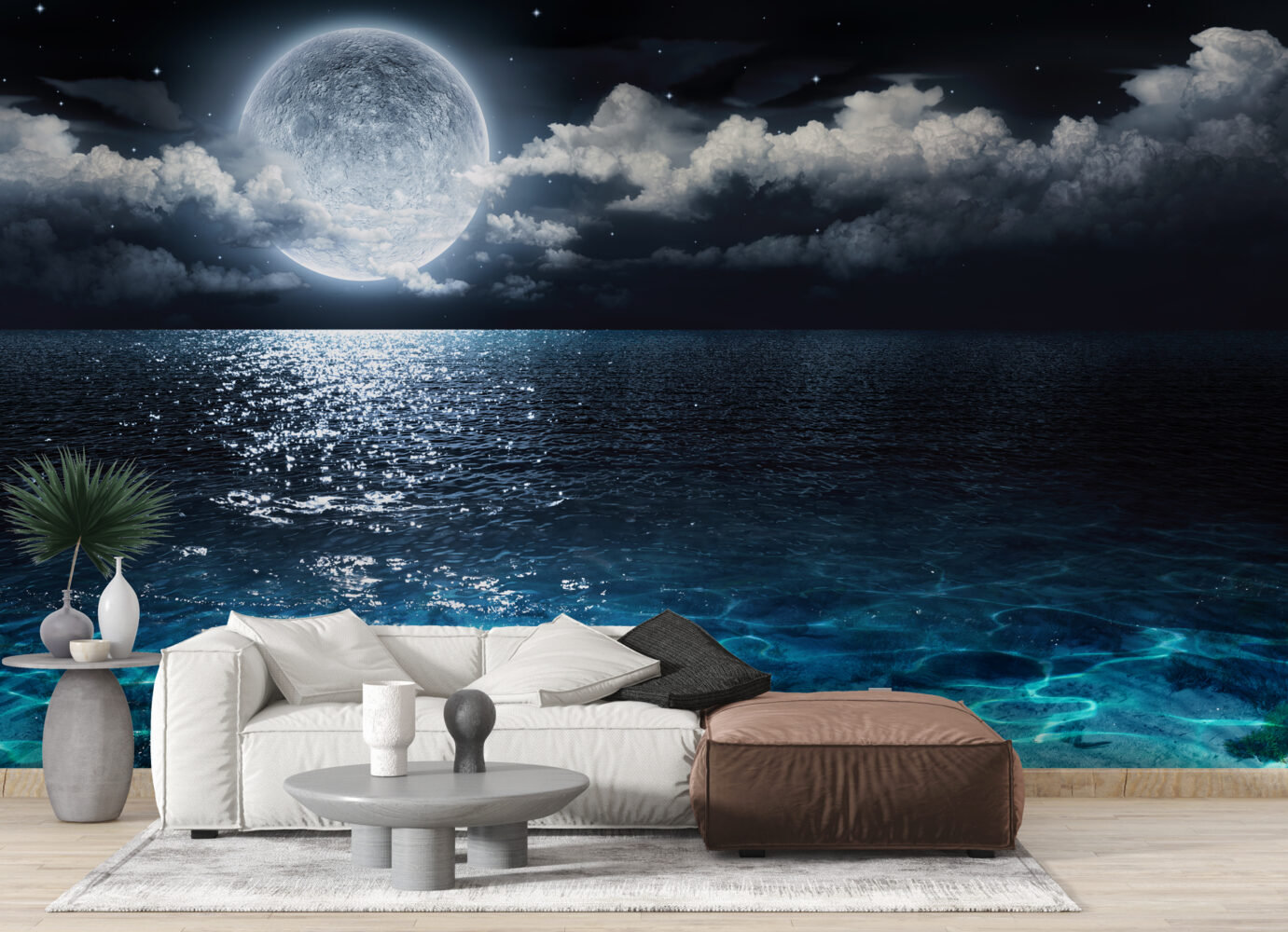 Wall Mural With Full Moon View-wall Mural With Ocean and Full Moon View ...