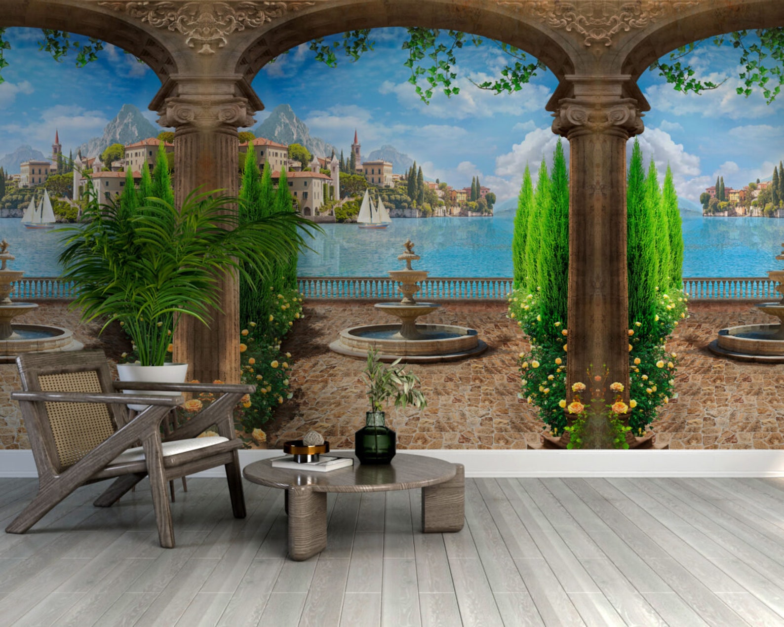 Nature Landscape Themed Wall Mural-botanical Themed Sea View Mural ...