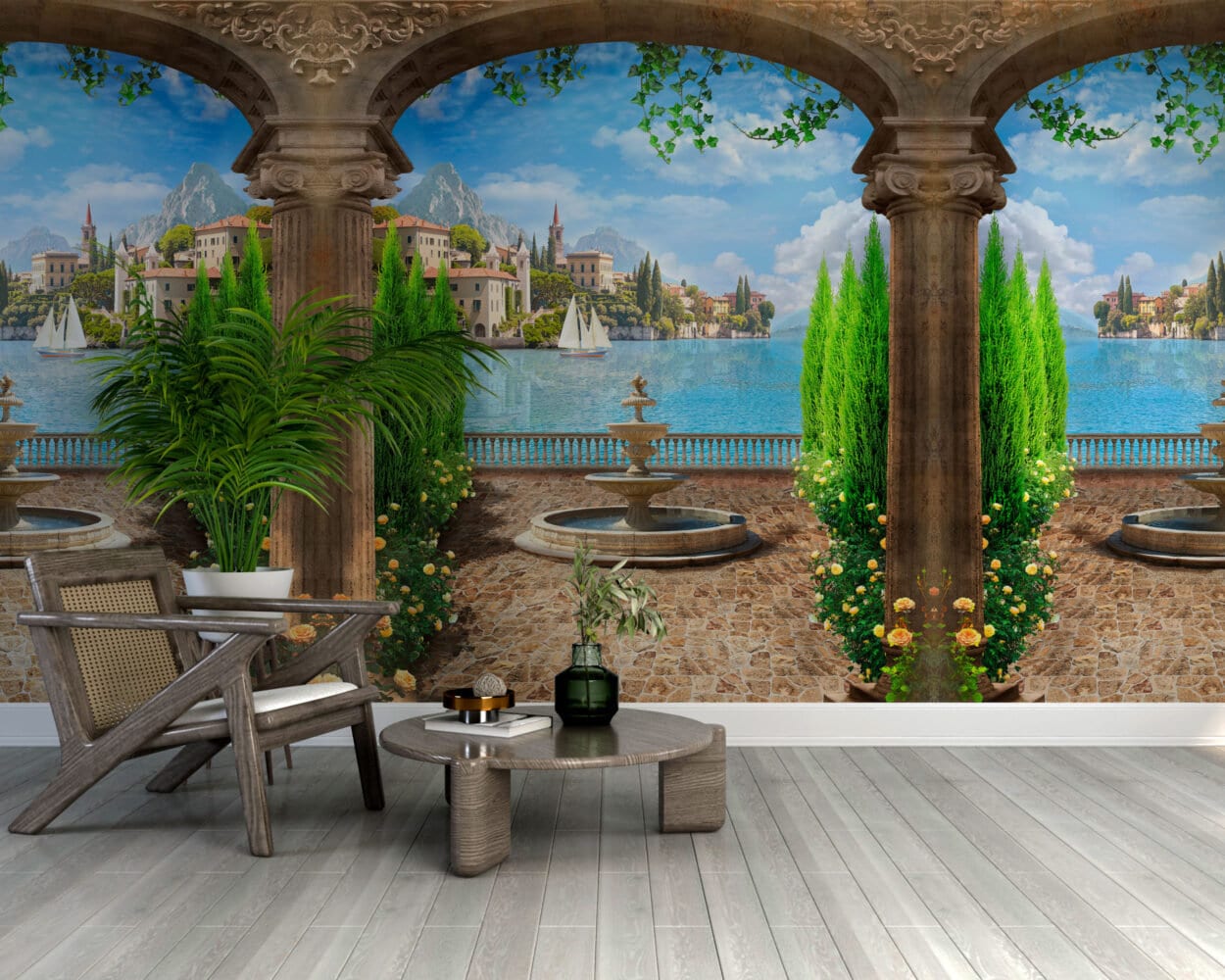 Nature Landscape Themed Wall Mural-botanical Themed Sea View Mural ...