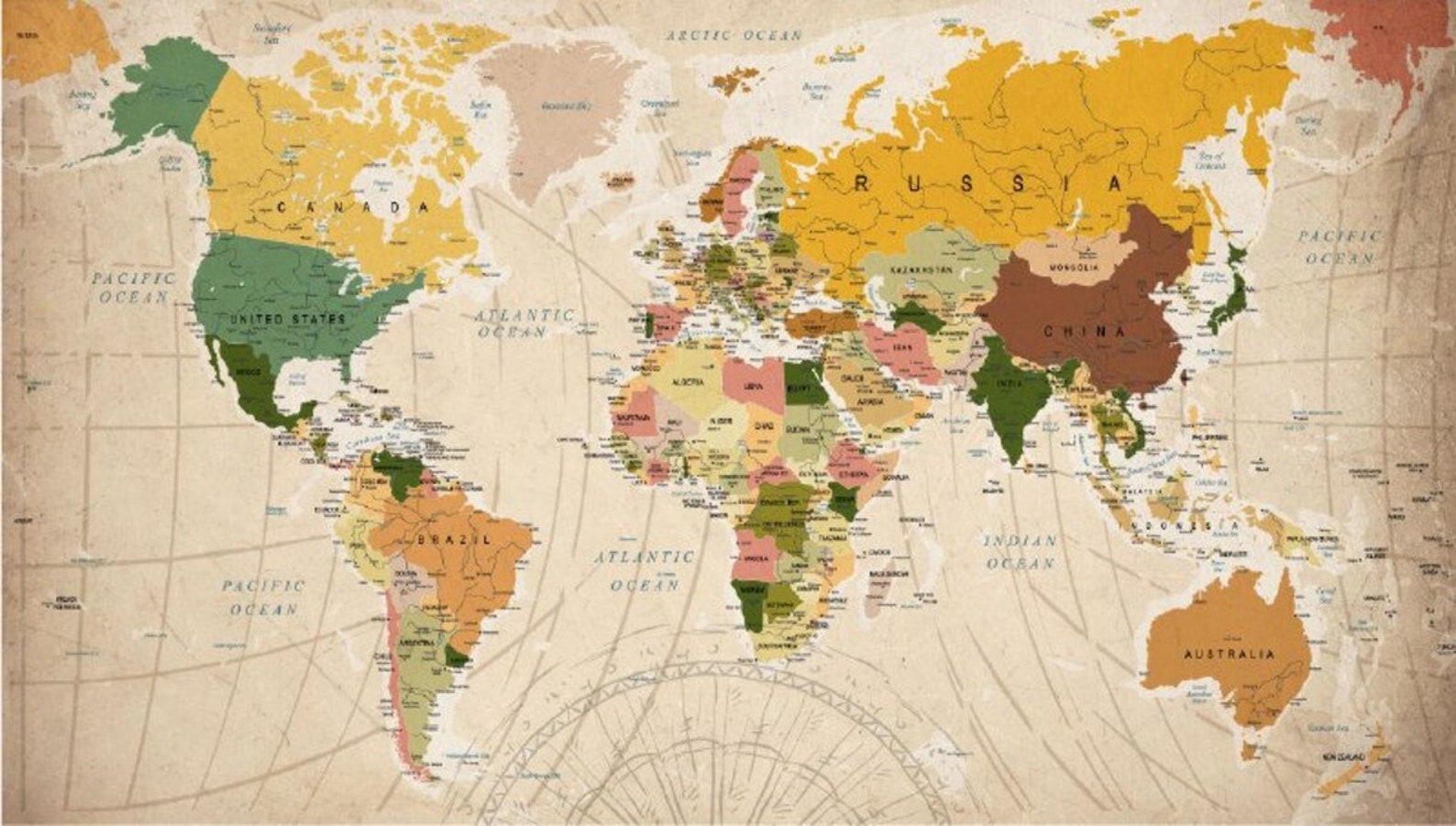 World Map Wallpaper , Office Decor Map Wallpaper , Stylish Peel and ...