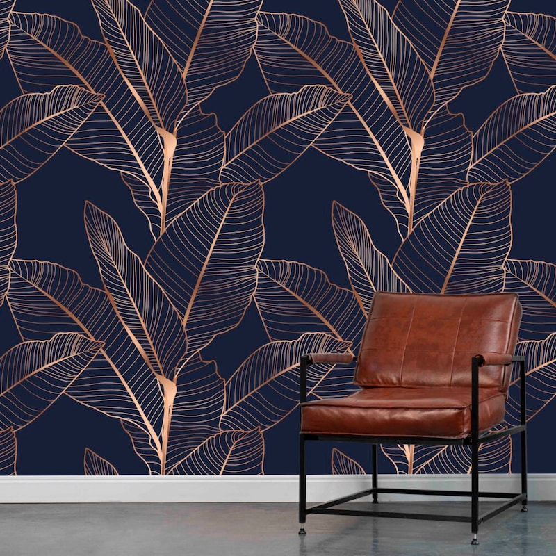Navy Gold Wallpaper - Etsy