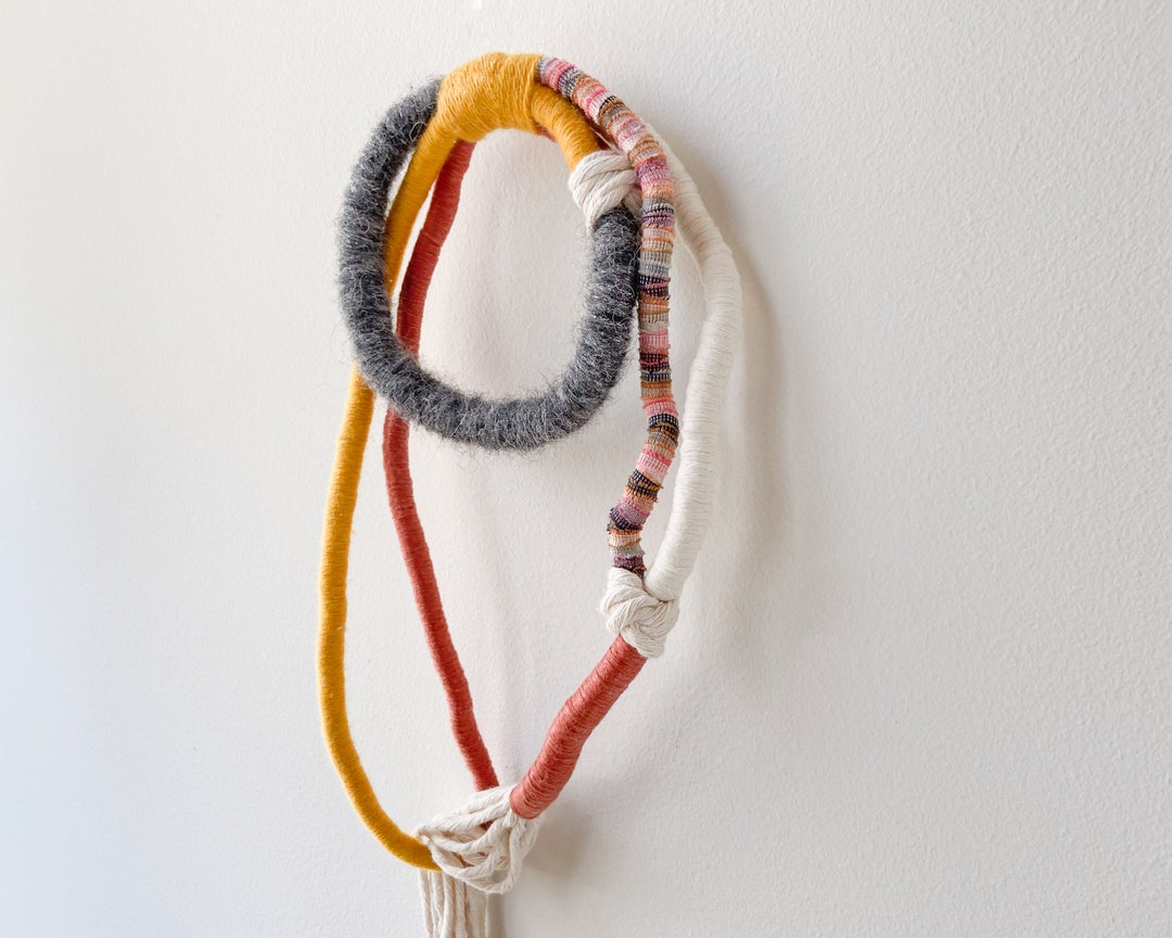 Macrame String Sculpture for Wall Decor, Rope Knot Wall Art Ornament ...