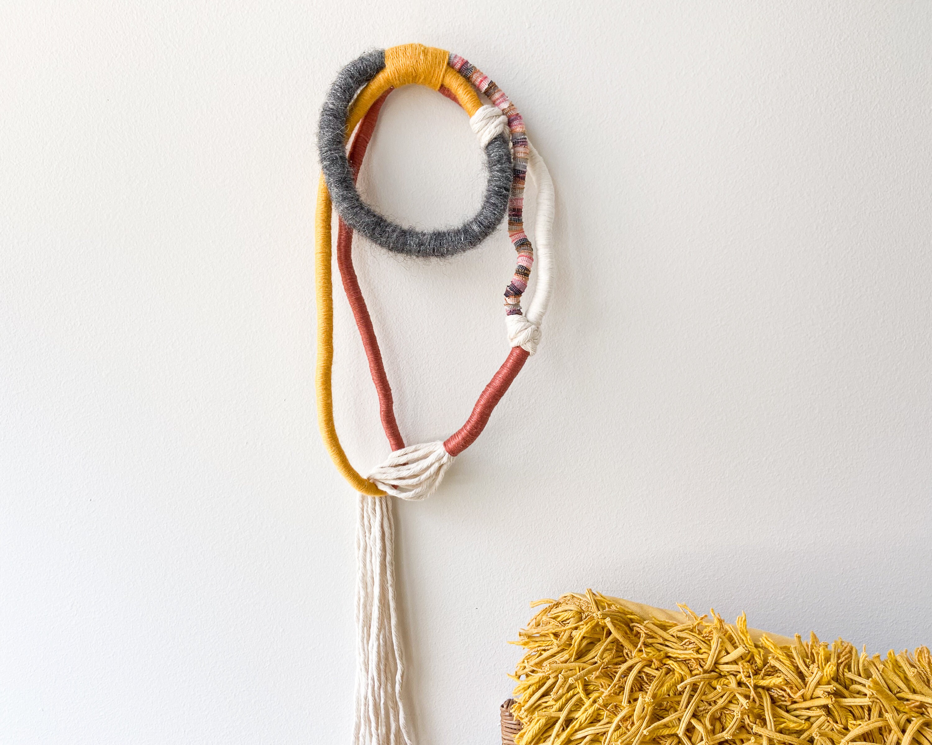 Macrame String Sculpture for Wall Decor, Rope Knot Wall Art Ornament ...