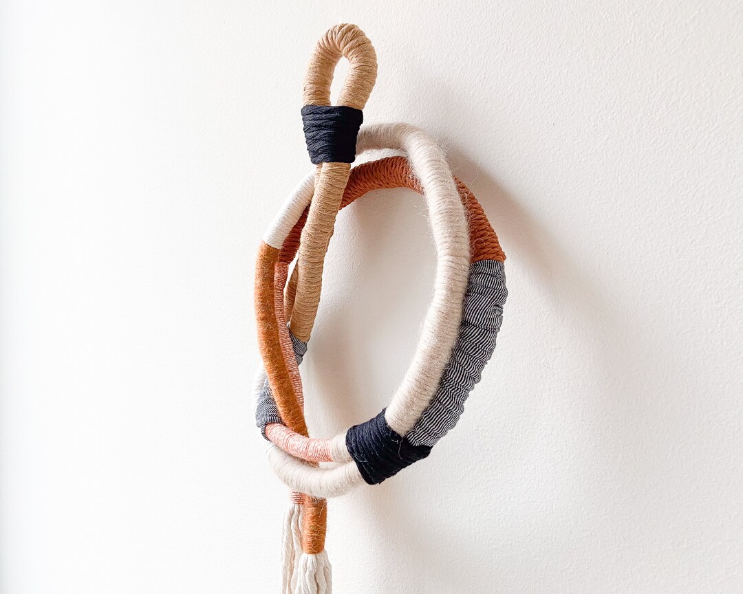 Boho Macrame Knot Rope Wall Art, Modern Wrapped Wall Hanging for Home ...