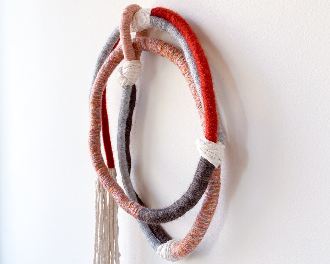 Colorful Fiber Knot Art for Eclectic Decor, Textile Knotted Wall ...