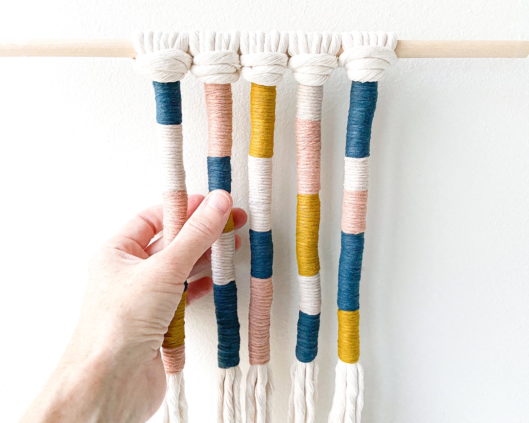 Modern Wrapped Macrame Wall Panel, Tassel Rope Wall Hanging With Fringe ...