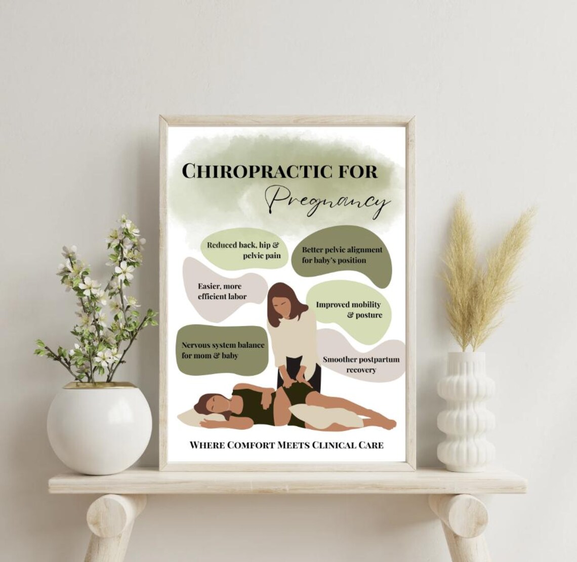 Prenatal Chiropractic Art: Pregnancy Benefits, Clinic Wall Decor ...