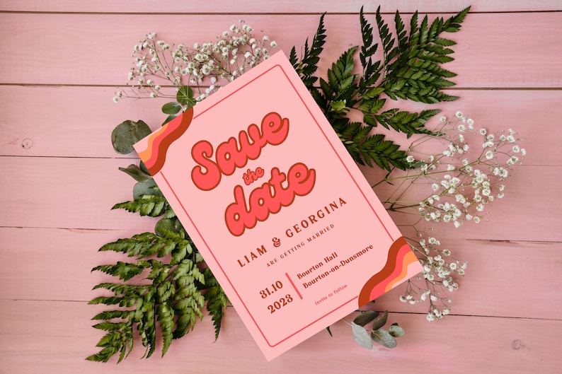 70's Retro Save the Date Template - Etsy