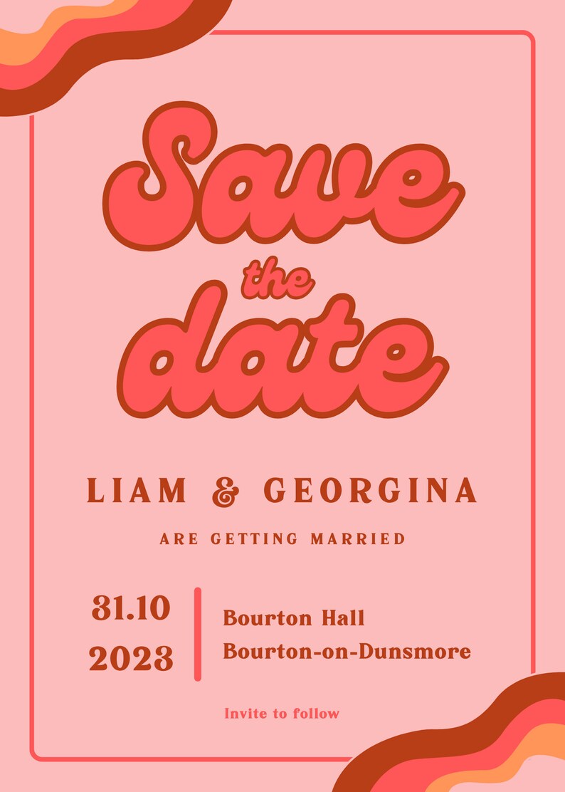 70's Retro Save the Date Template - Etsy