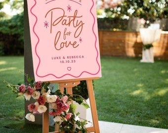Retro Wedding Welcome Sign Template - Pink and Orange Welcome Sign, 70s ...