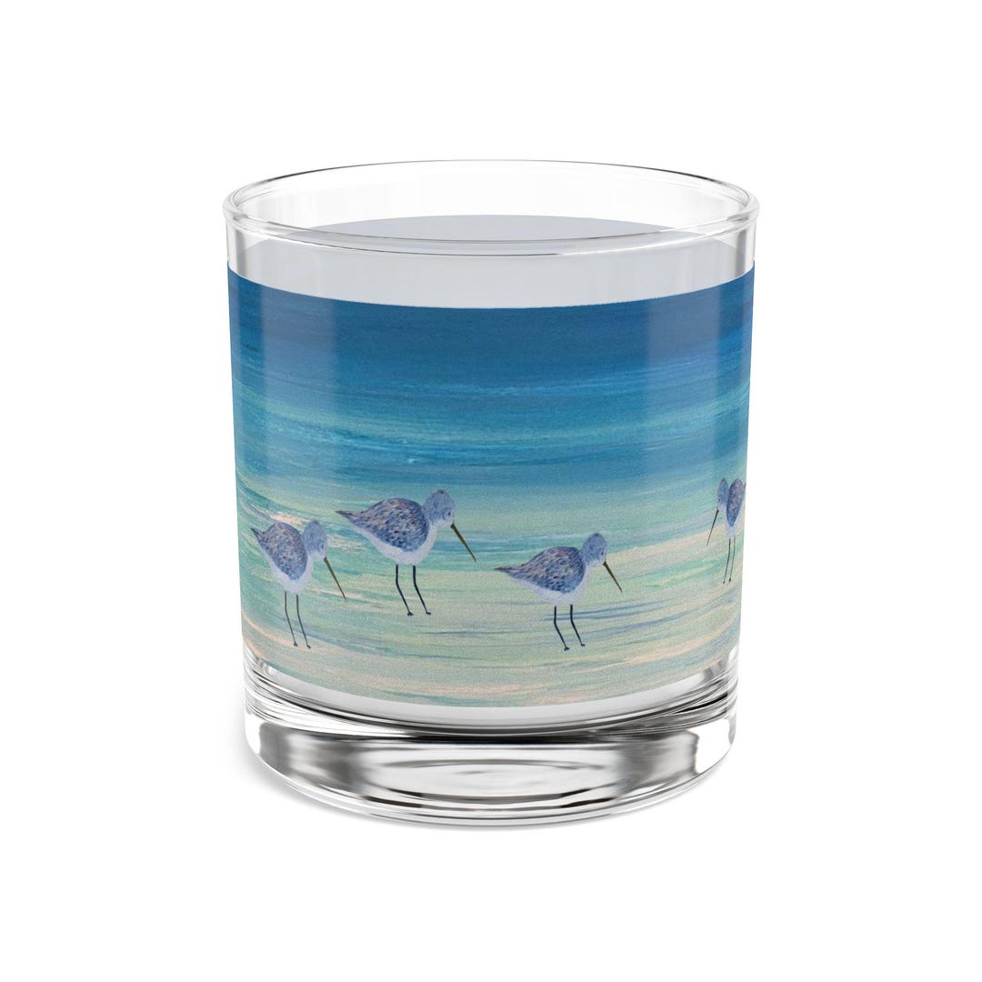 Clearwater Beach Sandpipers Cocktail Glass: Coastal Drinkware, Beach ...