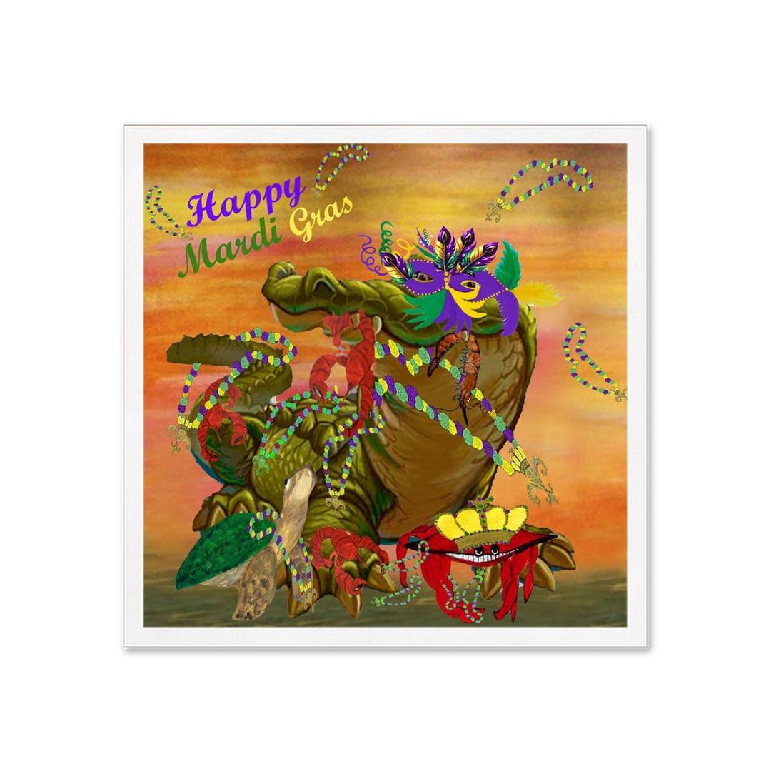 Mardi Gras Alligator on Bayou Cajun Theme Party Napkins - Etsy