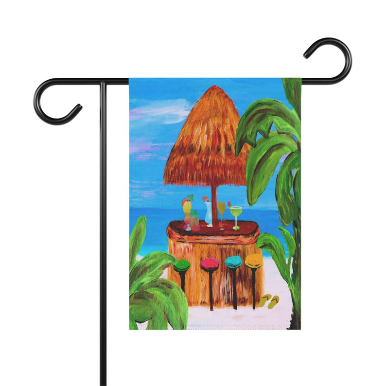 Tiki Beach Bar Tropical Drinks Home Outdoor Garden Flag. Outdoor Tiki ...