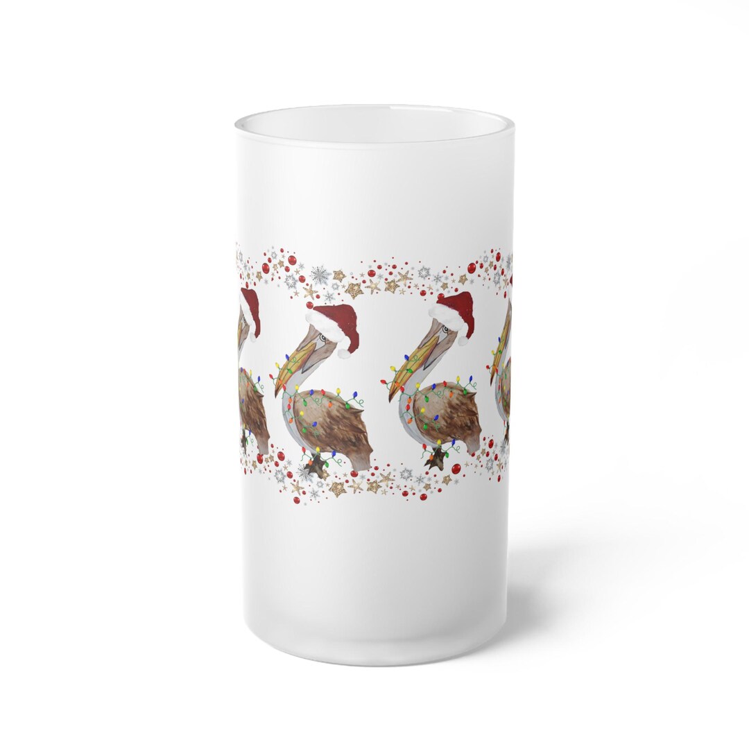Pelican Christmas Frosted Glass Beer Mug, Holiday Barware, Artistic ...