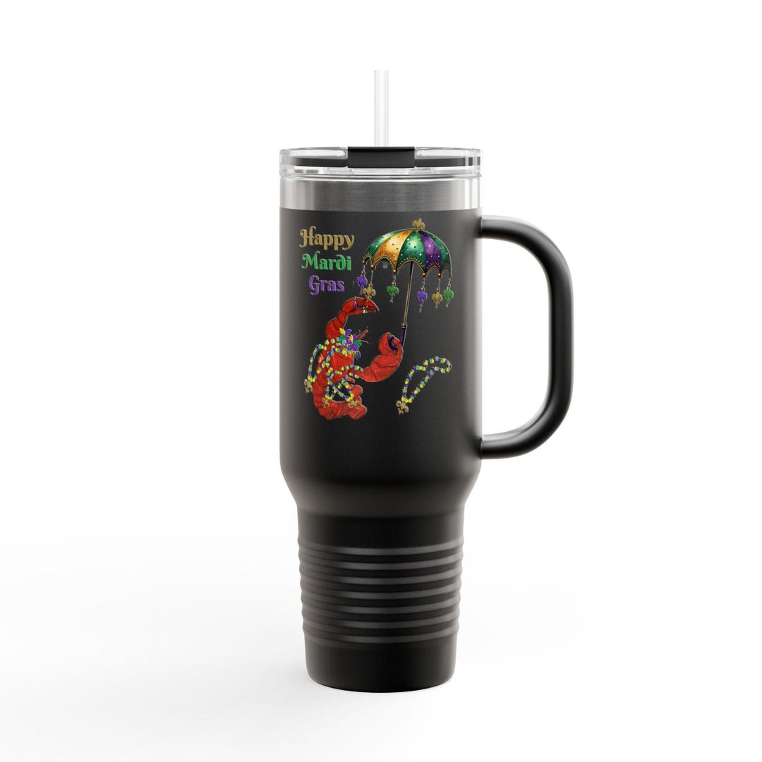 Cajun Crawfish Mardi Gras Mask 40oz Insulated Travel Mug | Louisiana ...