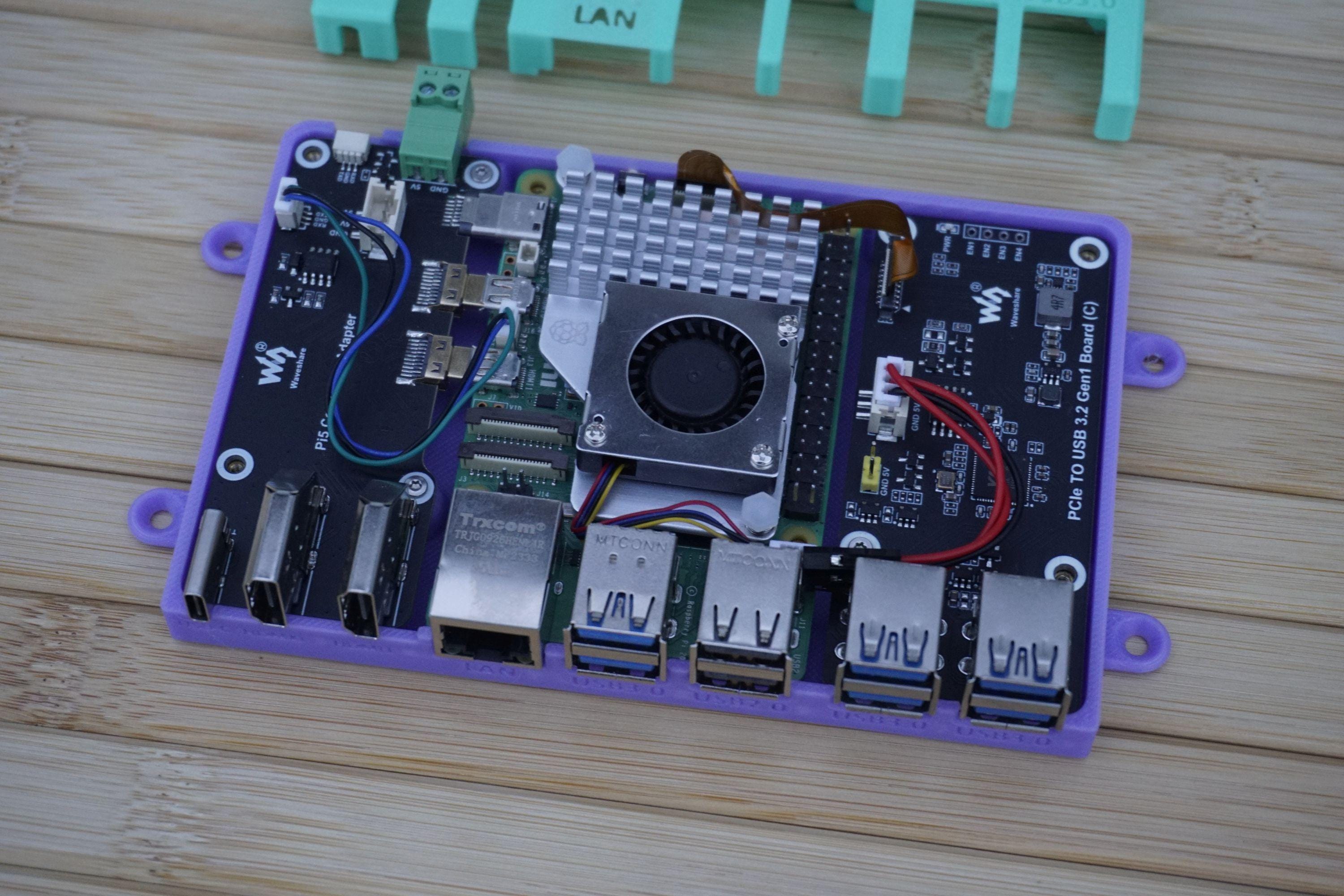 Raspberry Pi 5, Waveshare Connector & USB 3.0 PCB Adapter Housing by ...
