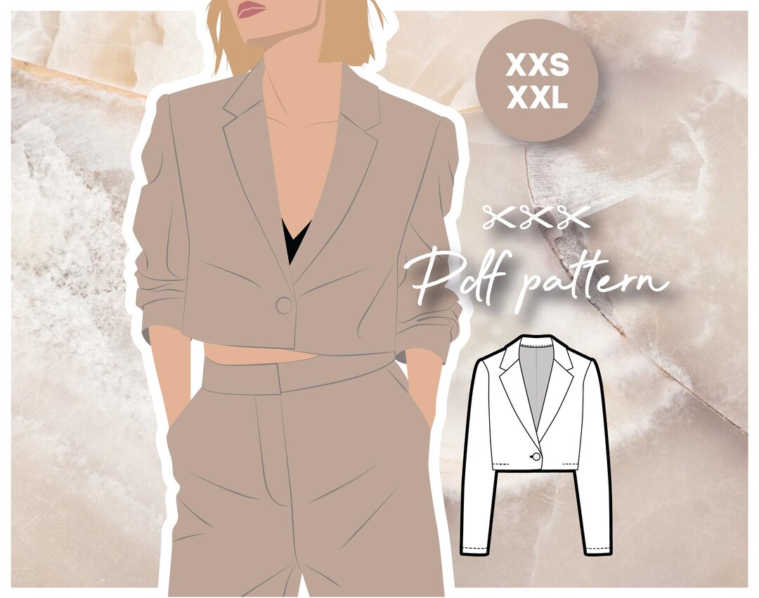 GRACE Cropped Blazer Unlined With Notch Collar Fitted With Shoulder ...