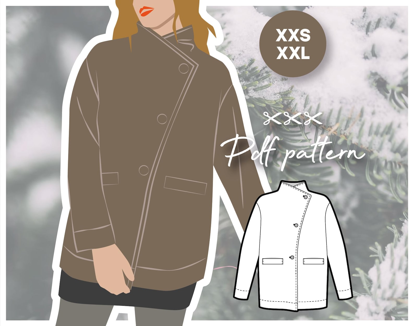 ZIGGY Oversized Wool Coat With Funnel Neck and Asymmetric Button ...