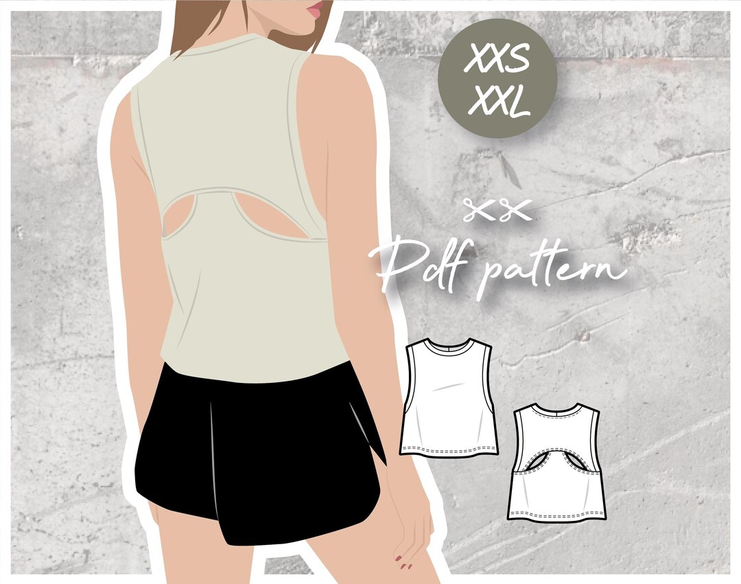 LANE Cropped Muscle Top With Back Cut-outs - PDF Sewing Pattern Women's ...
