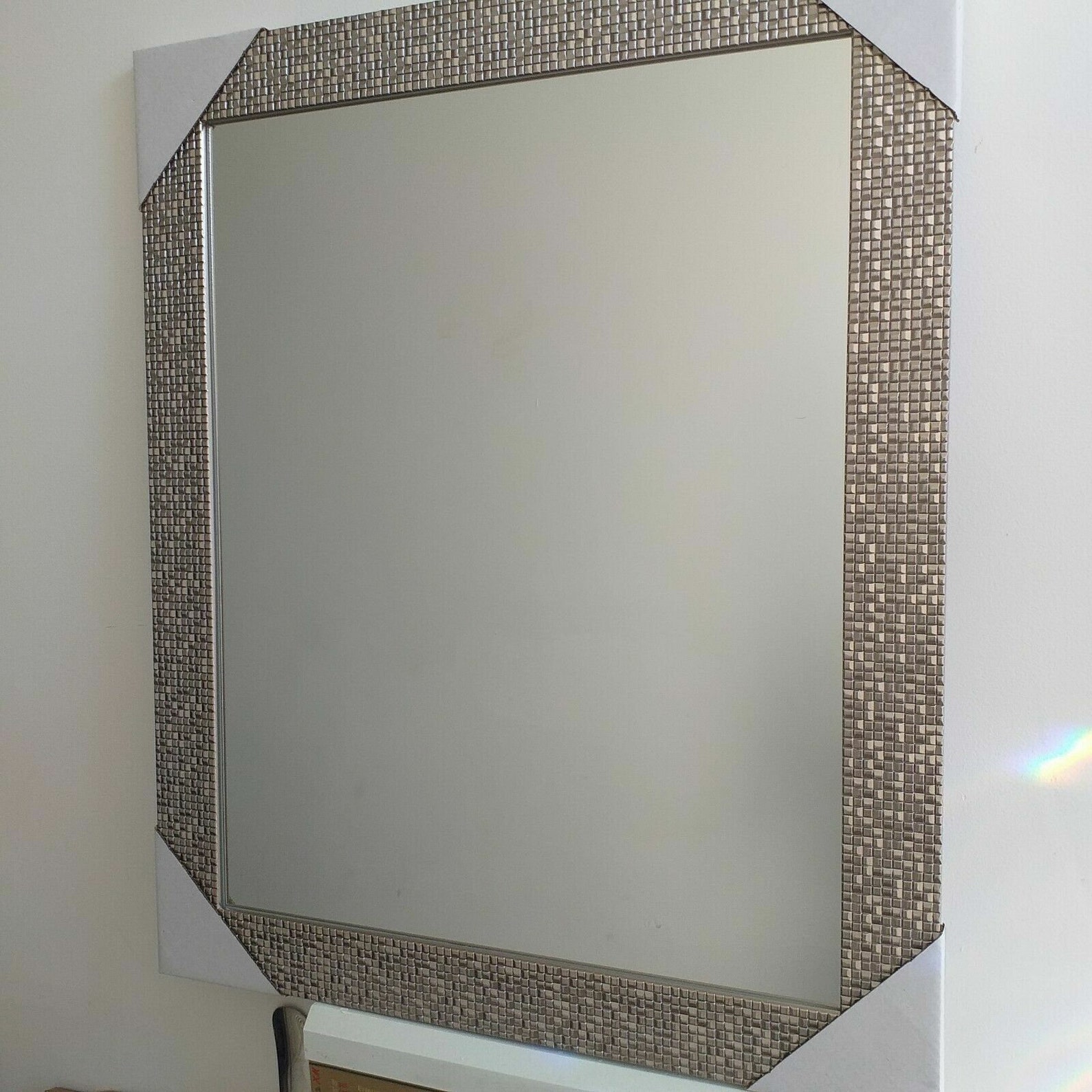Mosaic Effect Silver Wall Mirror Wall Mirror Bedroom Hallway Hanging ...
