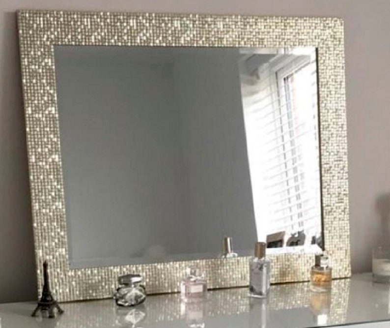 Mosaic Effect Silver Wall Mirror Wall Mirror Bedroom Hallway Hanging ...