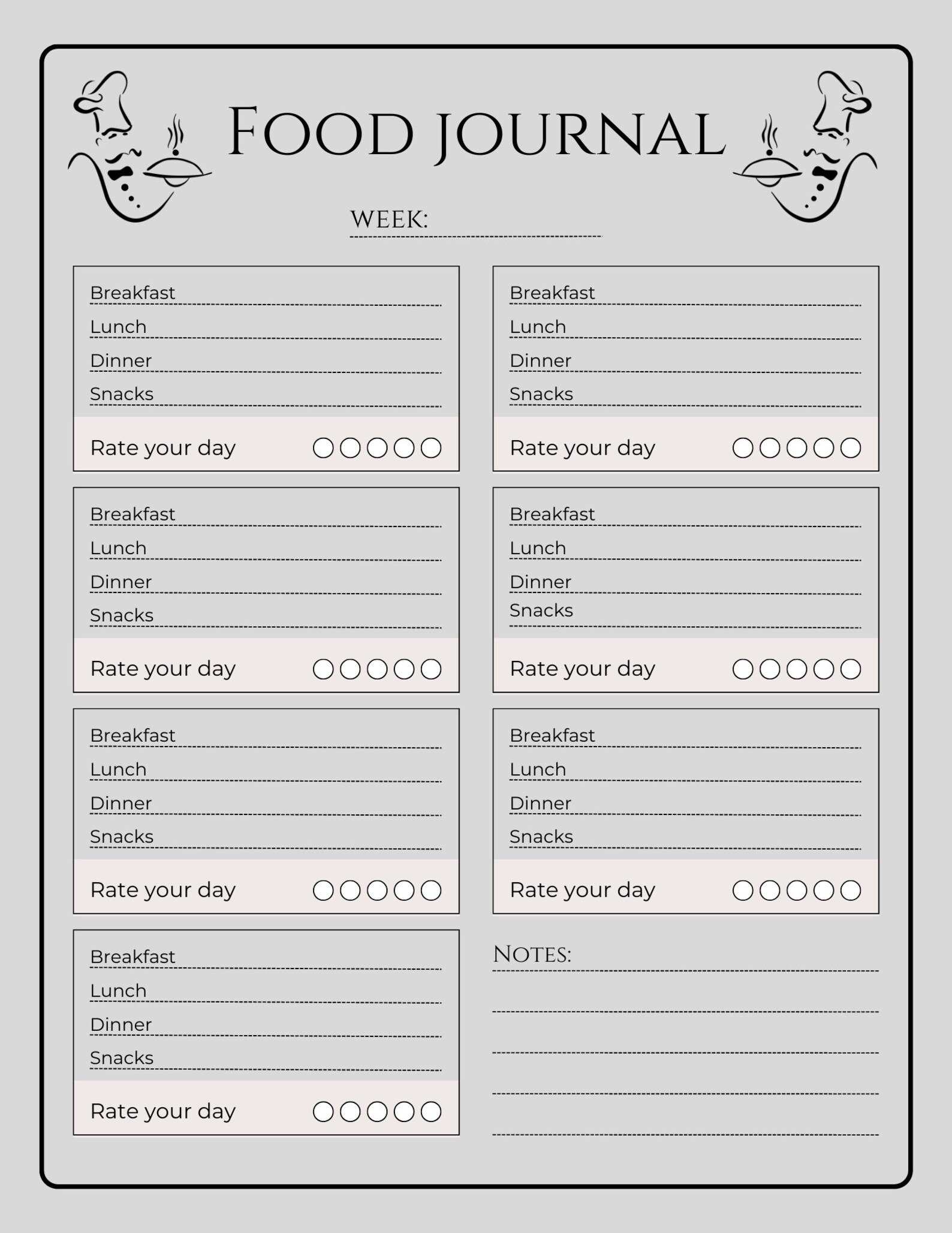 PNG and PDF Food Journal - Etsy